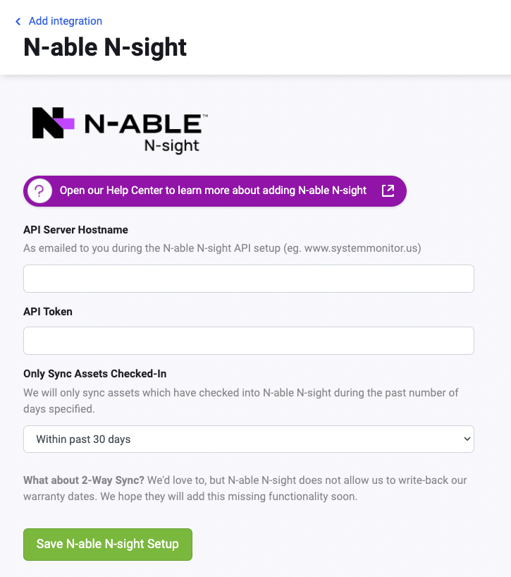 N-able N-sight integration instructions – Lifecycle Manager