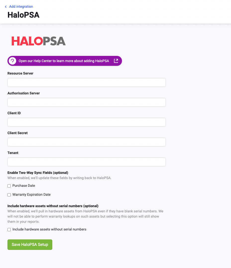 Halo PSA integration instructions – Lifecycle Manager