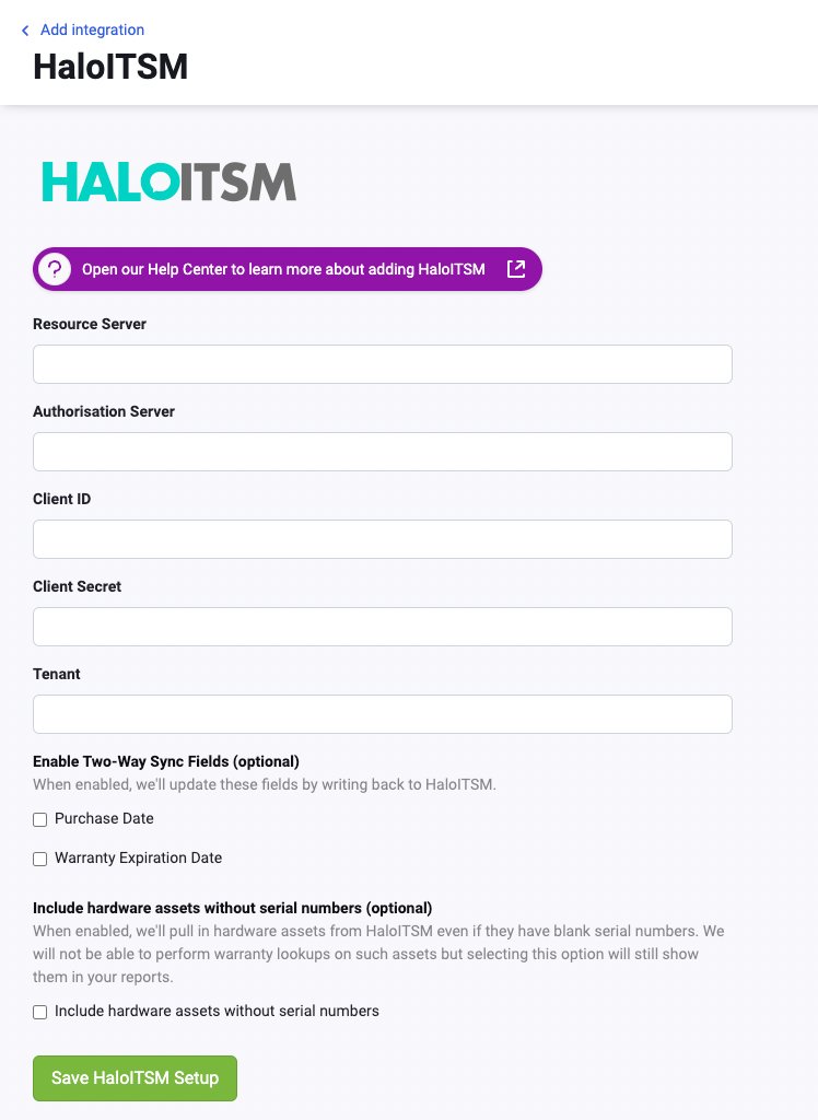 Halo ITSM integration instructions – Lifecycle Manager