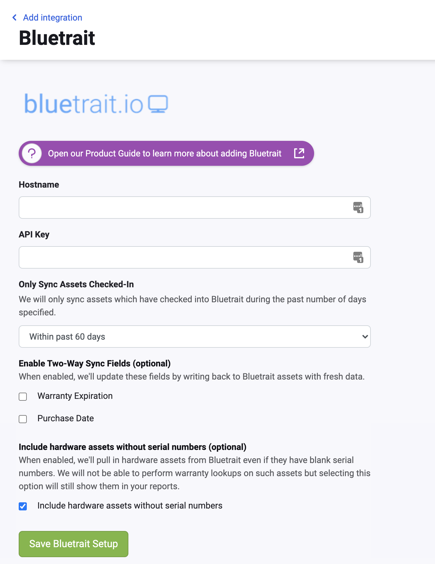 Bluetrait integration instructions – Lifecycle Manager