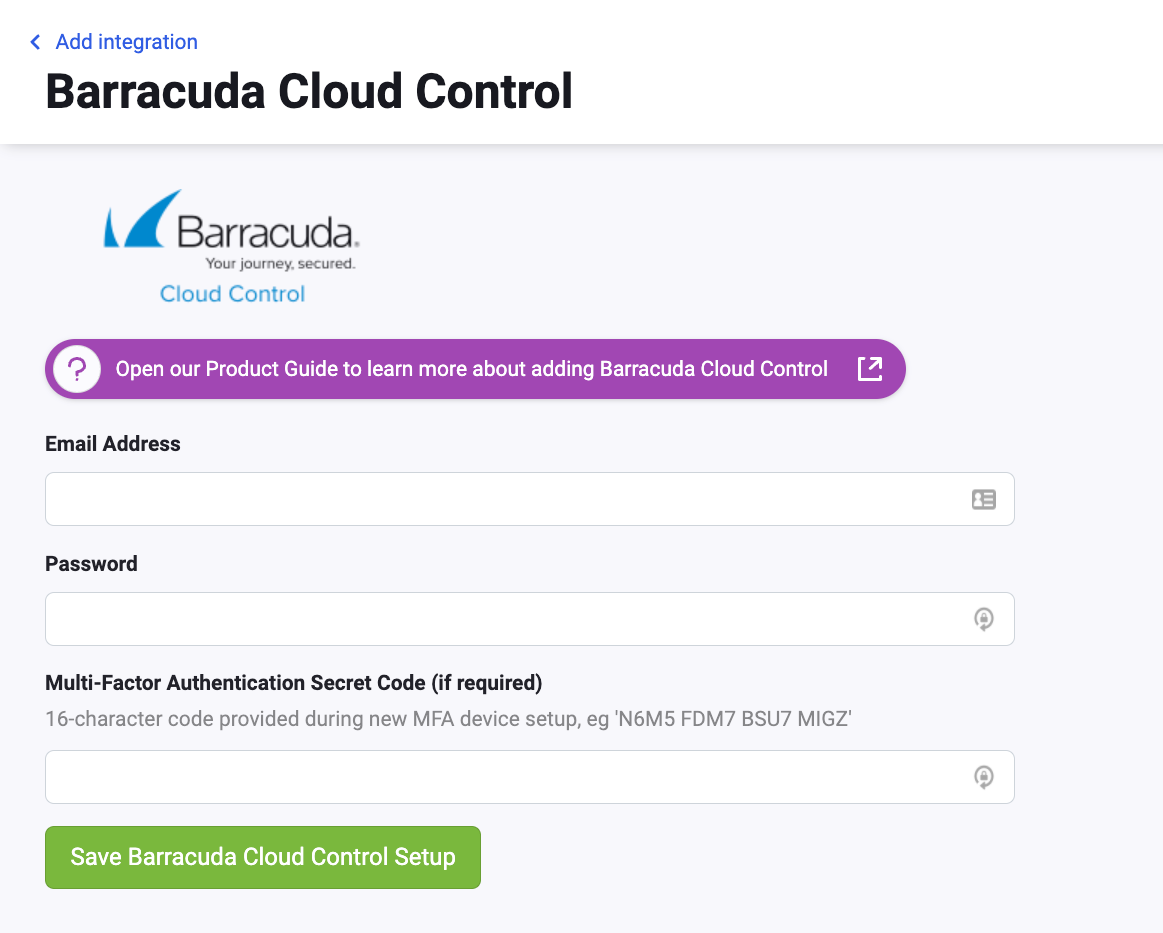 Barracuda Cloud Control integration instructions – Lifecycle Manager