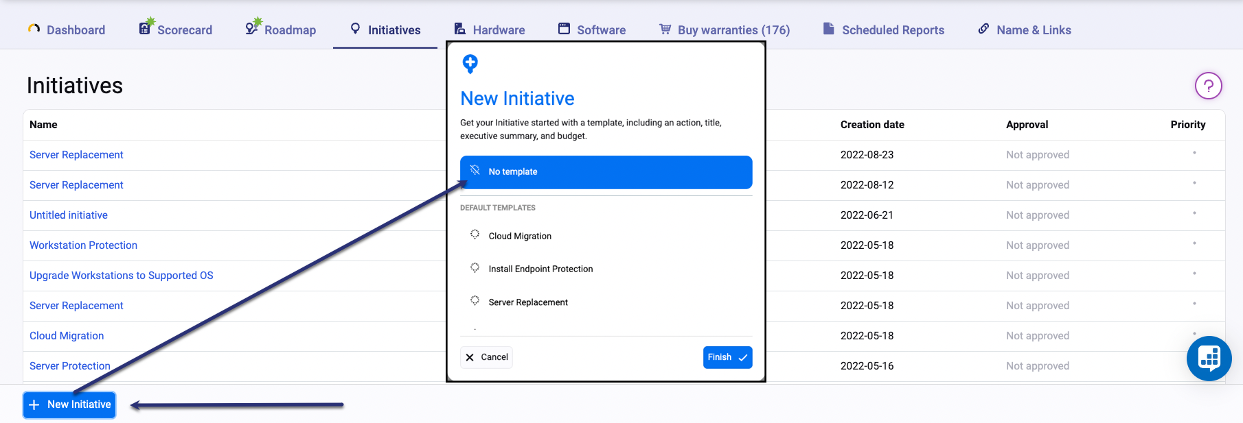 Creating initiatives – Lifecycle Manager