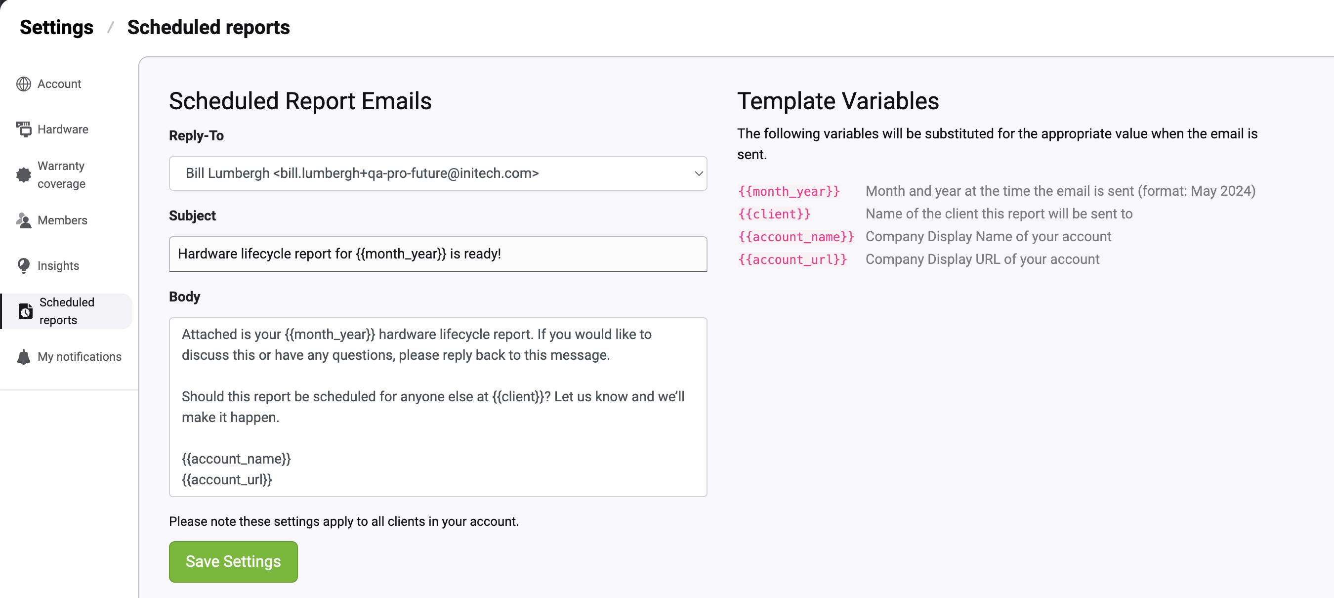 Where to adjust scheduled reports – Lifecycle Manager Where to adjust scheduled reports – Lifecycle Manager